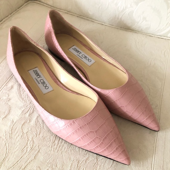 Jimmy Choo | Shoes | Jimmy Choo Love Crocs Print Pointy Toe Flats In ...